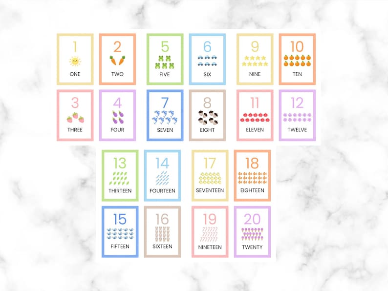 1-20 Number Counting Flashcards for Kids | Preschool Math Printable ...