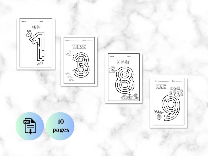 1–10 Number Maze Worksheets for Kids | Preschool Math (printable PDF ...