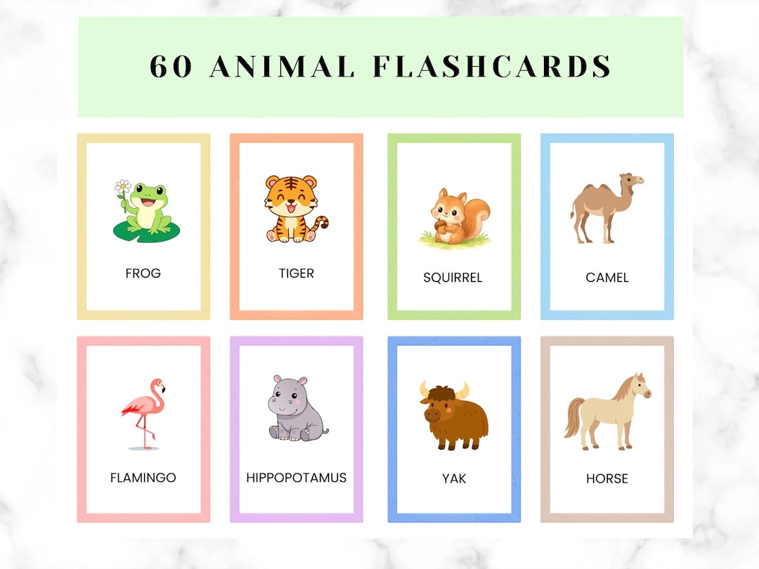 60 Animal Flashcards for Kids | Montessori Learning, Toddler Homeschool ...