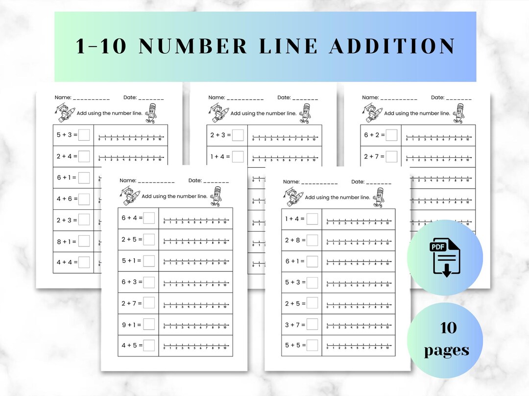 Number Line Addition Worksheets 1-10 | Math Printables (PDF Download ...