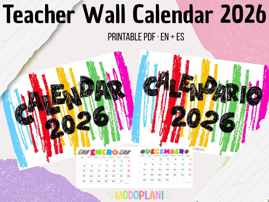 Teacher Wall Calendar 2026 – Printable PDF - Etsy