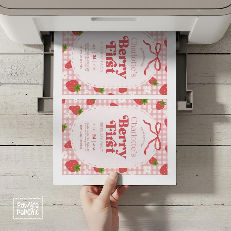 Berry First Birthday Invitation | Strawberry First Birthday Girl | Pink ...