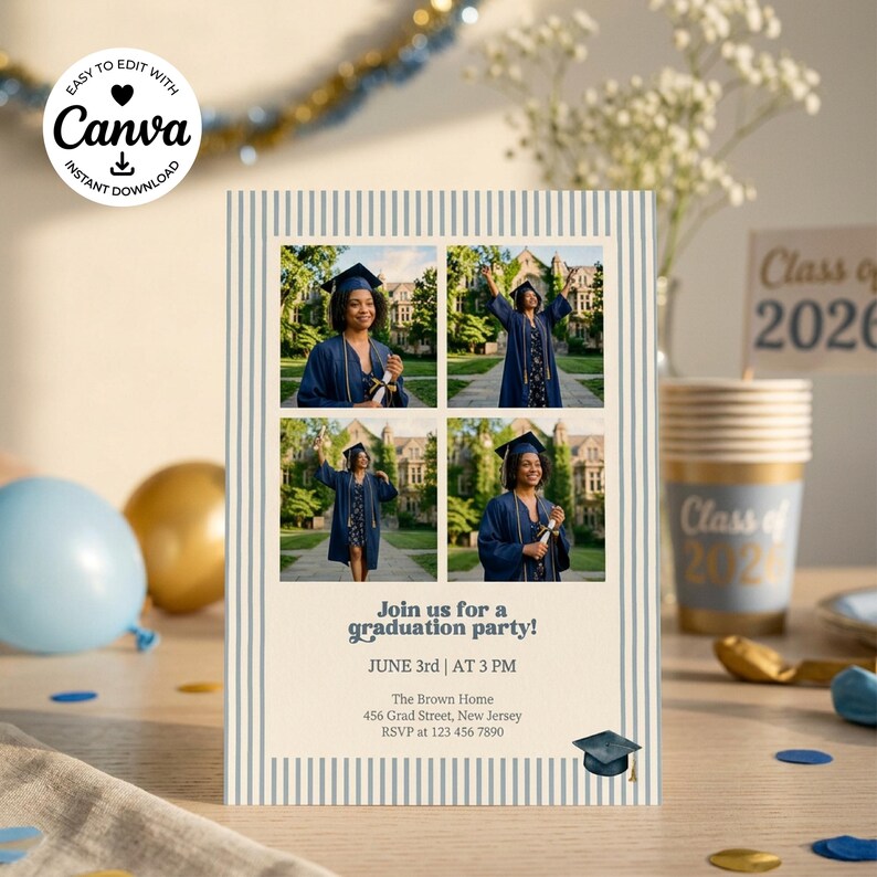 Graduation Announcement Template | Photo Graduation Invitation ...