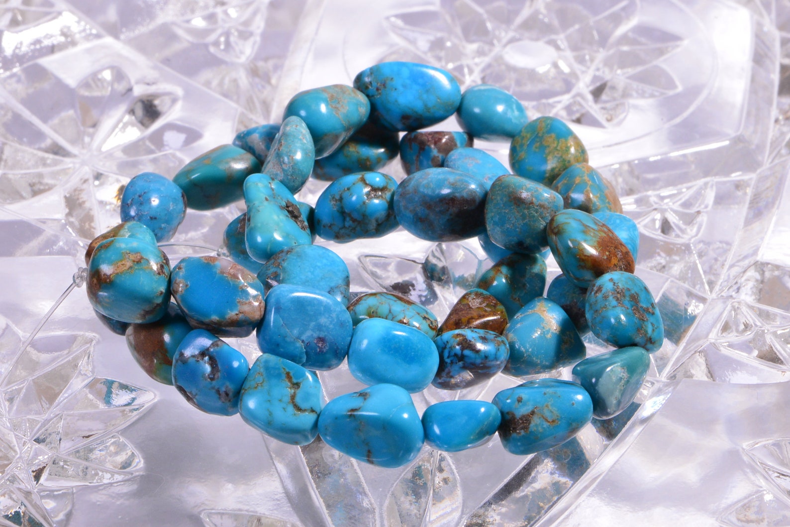 Nevada Blue Turquoise Progressive Strand Beads Nuggets | Etsy