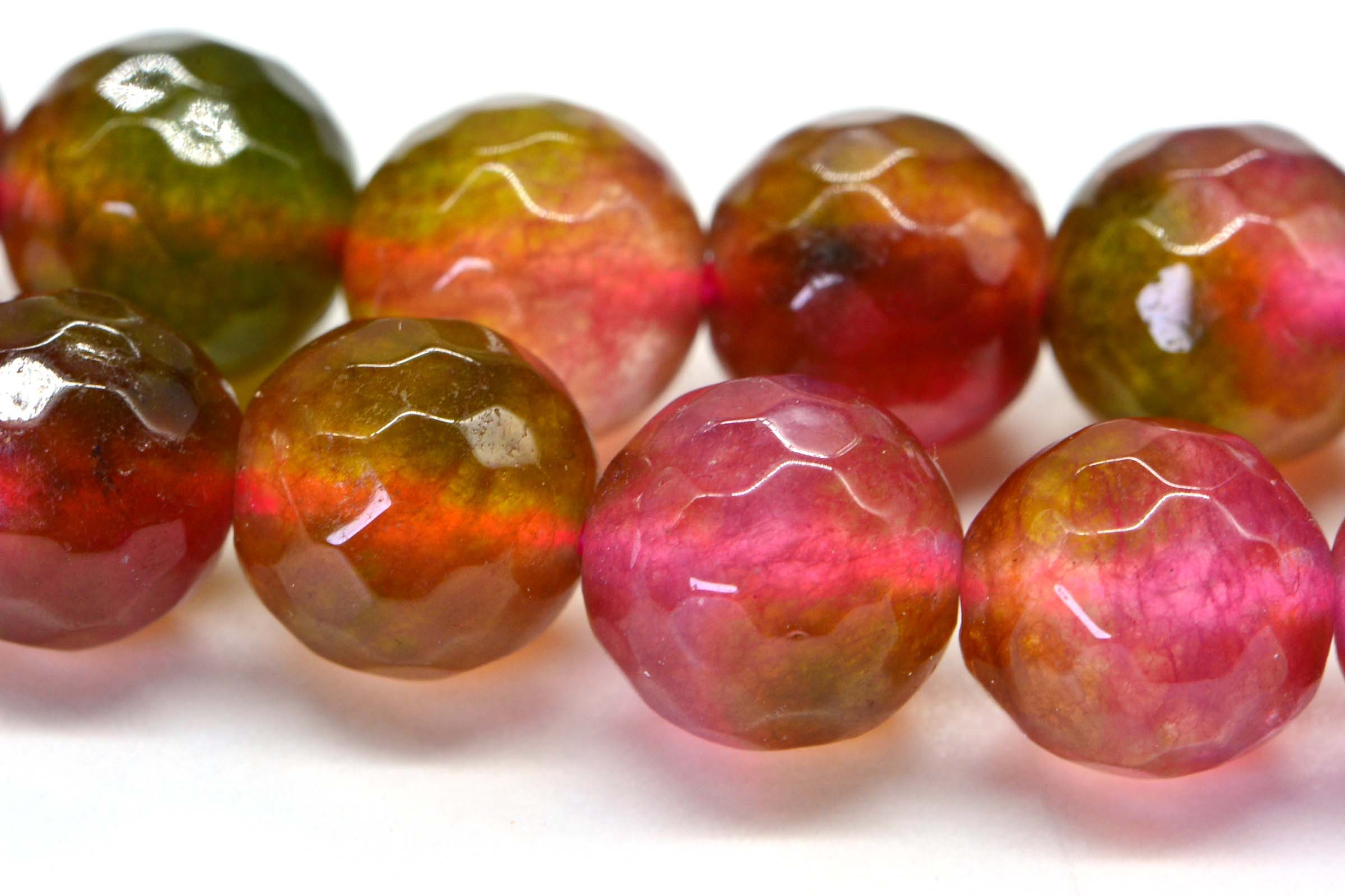 8mm Gleaming Watermelon Jade Round Faceted Beads Natural Gemstone Beads ...