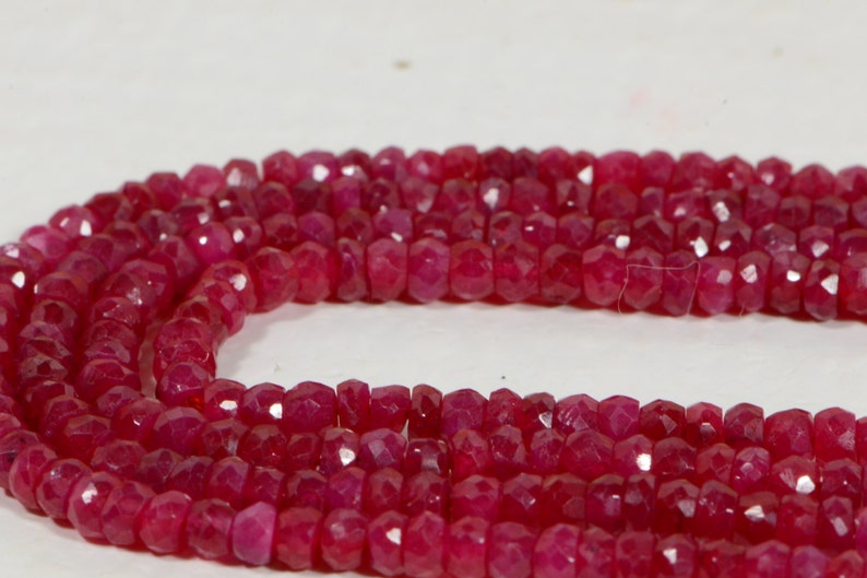 Ruby 3x2mm 6 inch Strand Faceted Rondelles Natural | Etsy