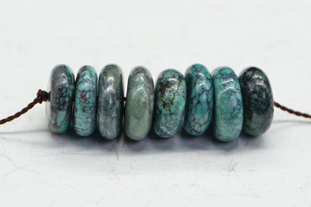 Row Turquoise Beads Nevada Spider Web Large Beads Rondelle - Etsy