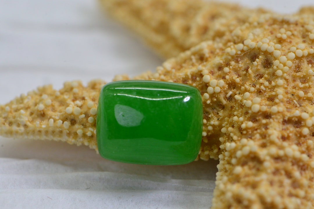 Apple Green Burmese Jade Rectangle Cabochon 10x8 Mm Flat Back Hand Cut ...