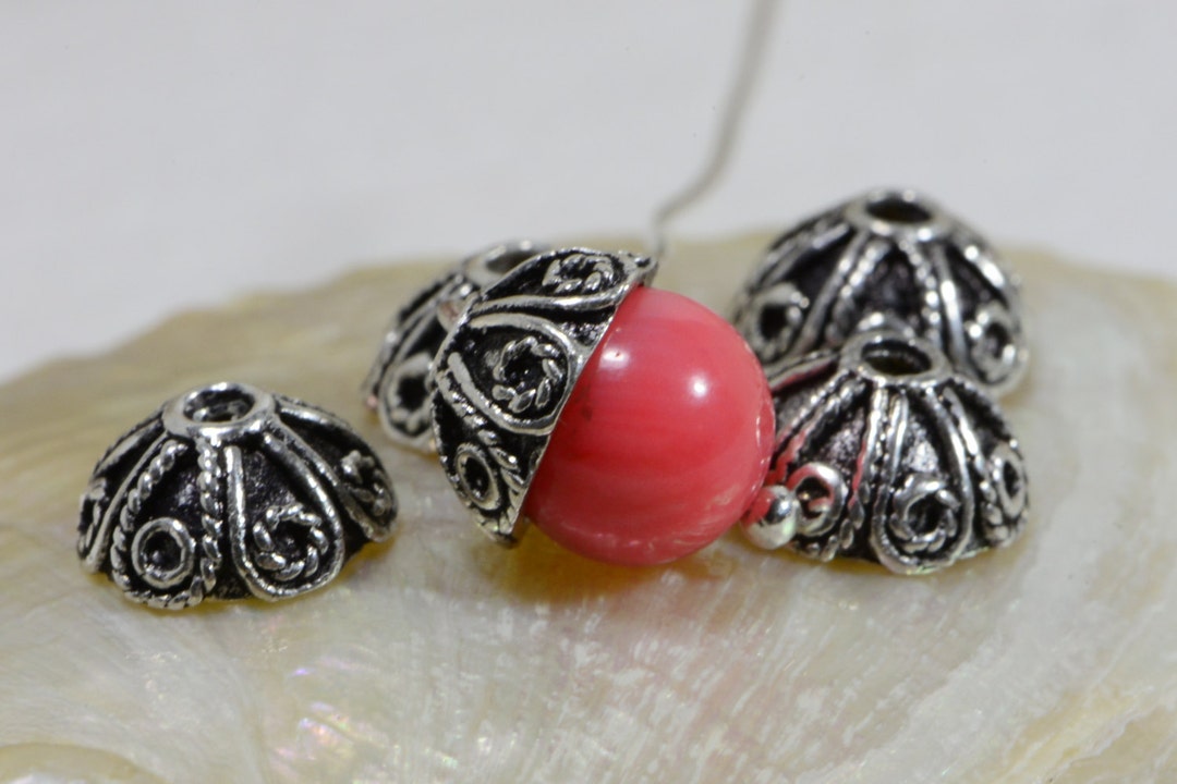 Sterling Silver Bead Caps: Antique Dome Findings (7-8mm, 12 Caps) - Etsy