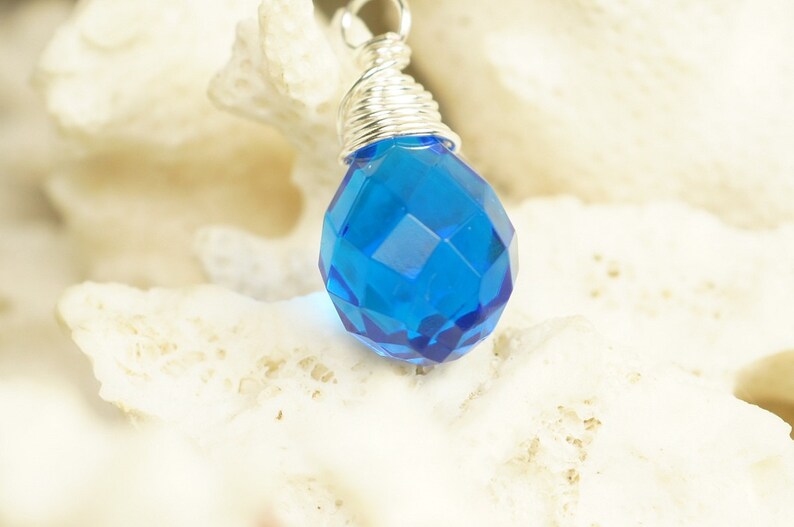 Wire Wrapped Blue Briolette Pendant Add Dangle Pendant Charm - Etsy