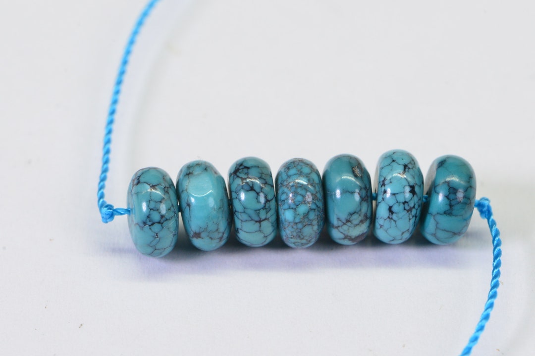Raw Turquoise Beads Nevada Spider Web 8mm Beads Rondelle Disc Beads ...
