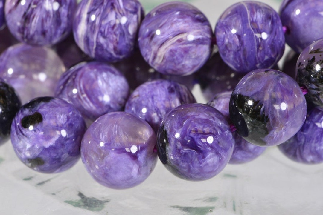 Russian Charoite 9mm Round Beads Natural Gemstone Beads Jewelry Making ...