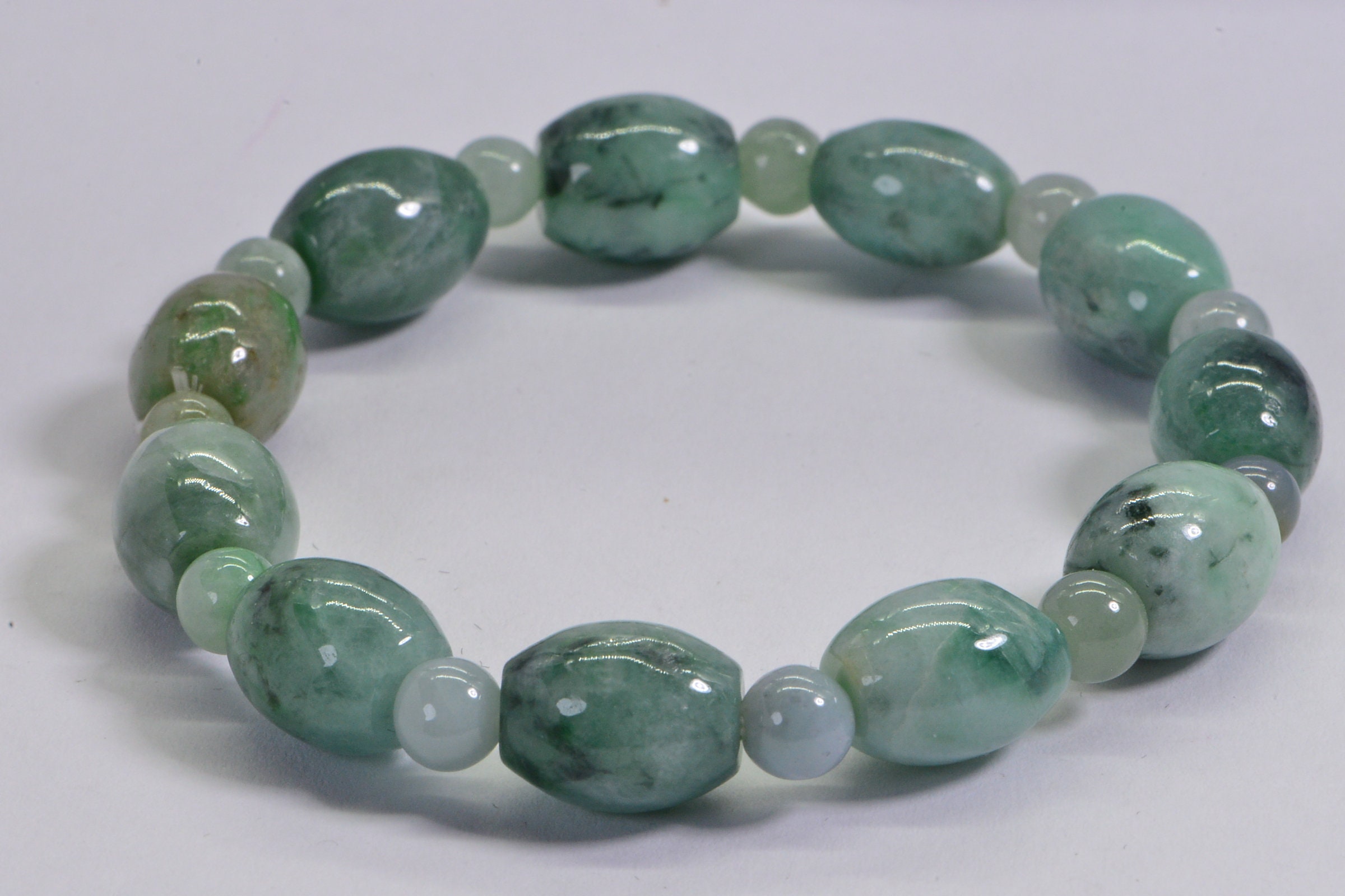 Burmese Jade Barrel Icy Green Genuine Jade Bracelet - Etsy
