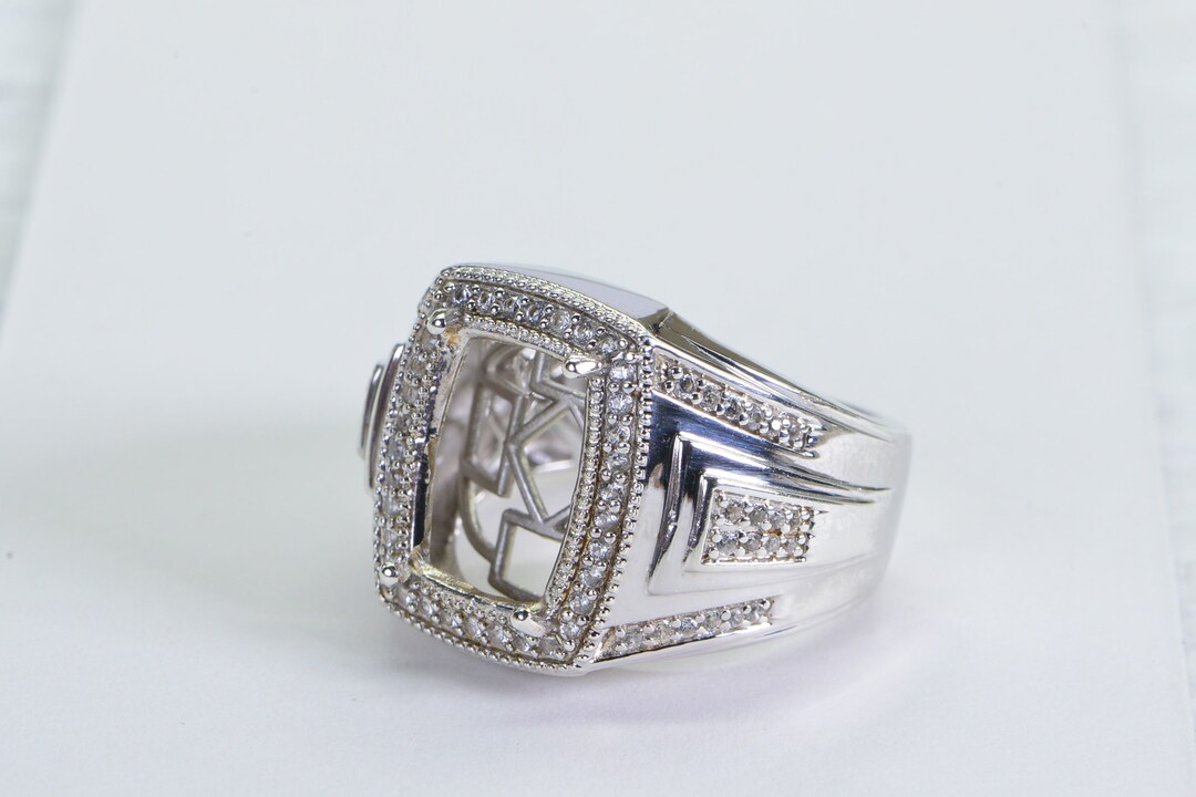 Blank Ring for Man Cushion Rectangle Stone Cut 14x10mm Setting 4 Prong ...