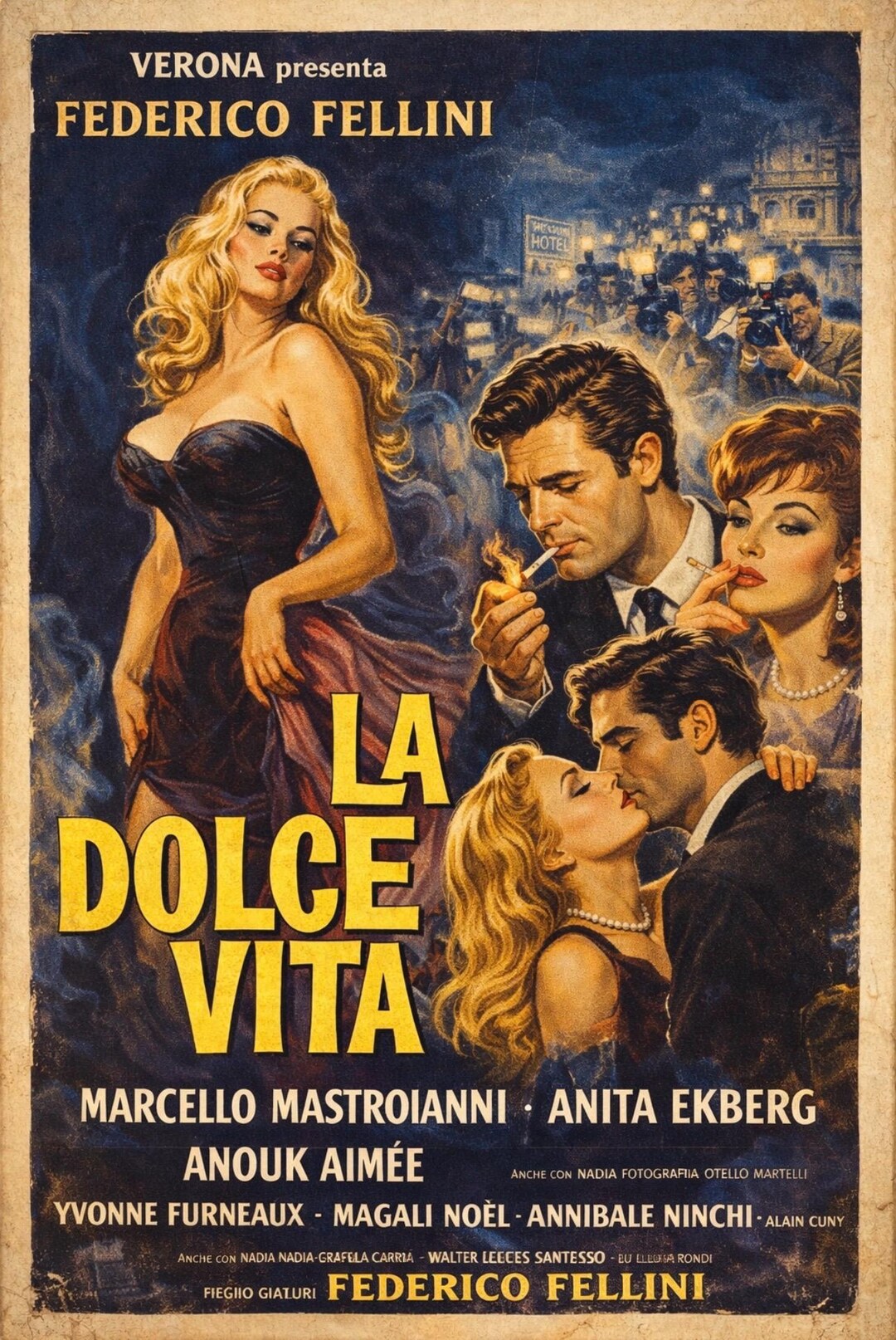 La Dolce Vita Movie Poster | Vintage Italian Cinema Art (downloadable ...