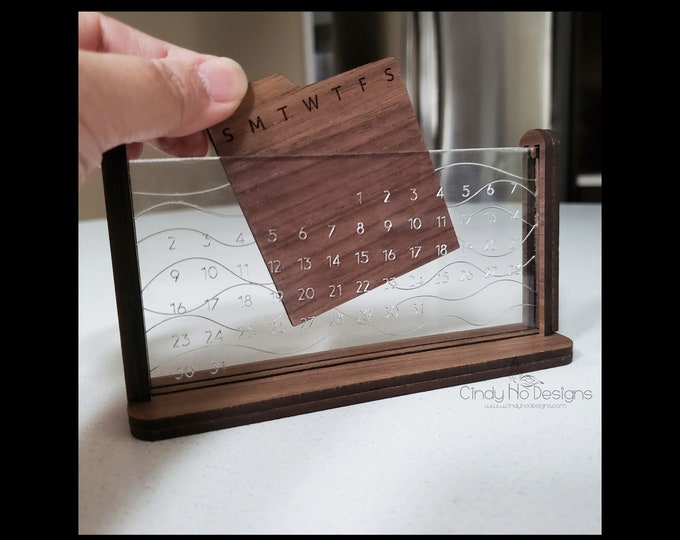 Perpetual Calendar Walnut Laser Cut Plywood & Acrylic Engraved - Etsy