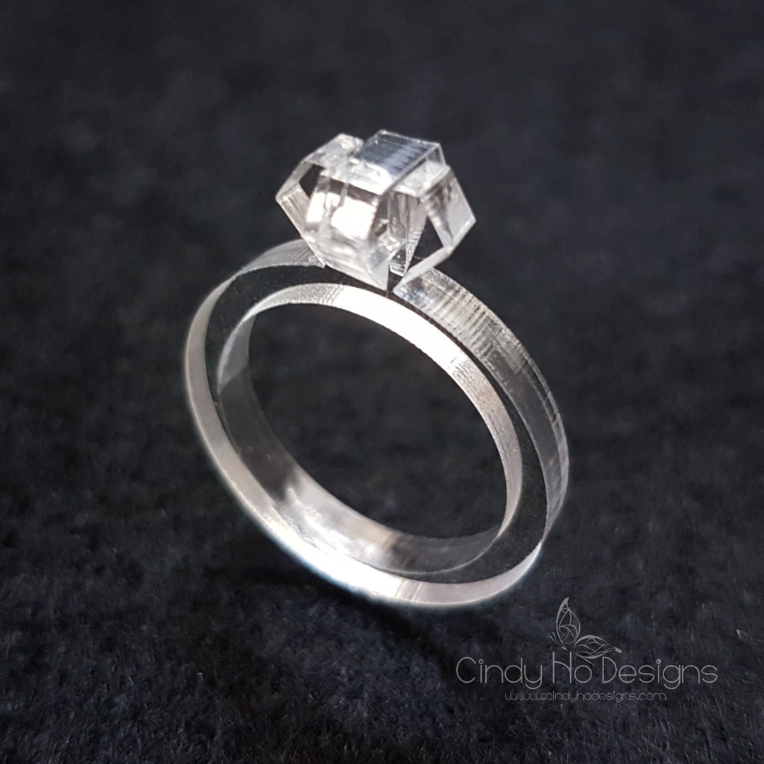 3D Small Acrylic Diamond Laser Cut Statement Ring: Diamonds Are a Girls ...