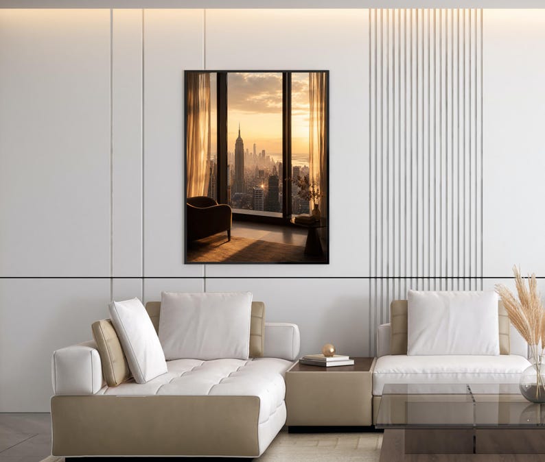 New York City Window Print, Empire State Building Poster, Manhattan ...