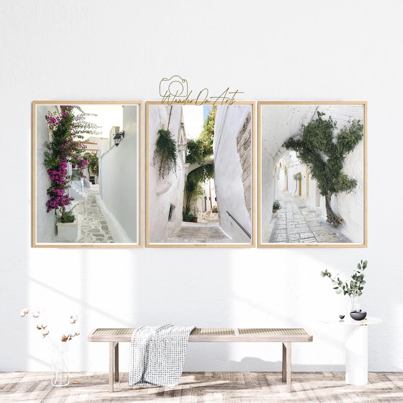 Italian Village Wall Art Set | Whitewashed Street Photography (digital ...