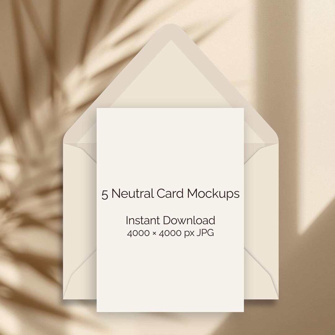 Neutral Card Mockup Backgrounds 5 Pack, 5x7 Style Invitation Displays ...