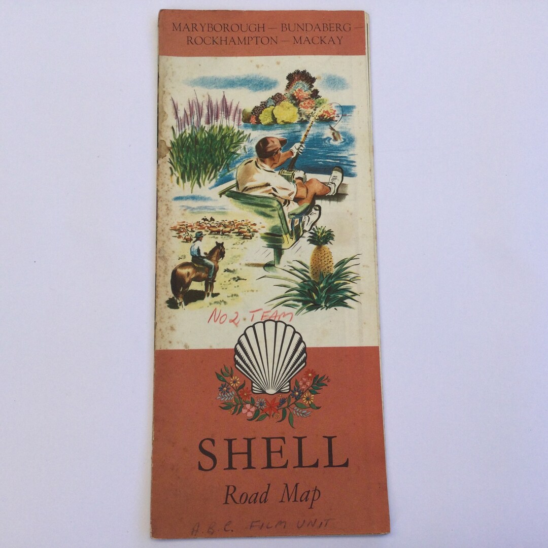 1960's Vintage Shell Road Map Maryborough, Bundaberg, Rockhampton ...