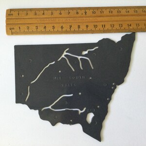 Grey Plastic Stencil Map of New South Wales and ACT Rivers and Cities ...