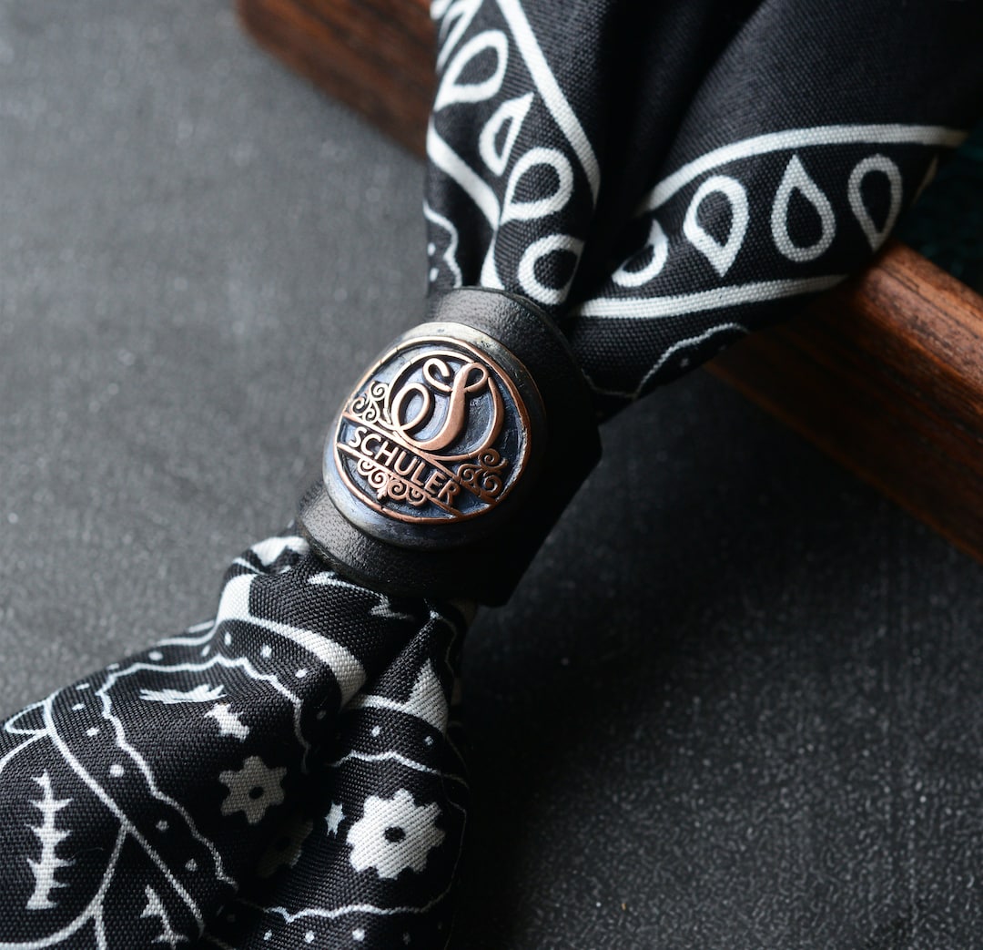 Handmade Leather Scarf Ring, Engraving Scarf Clasp, Western Bandana ...