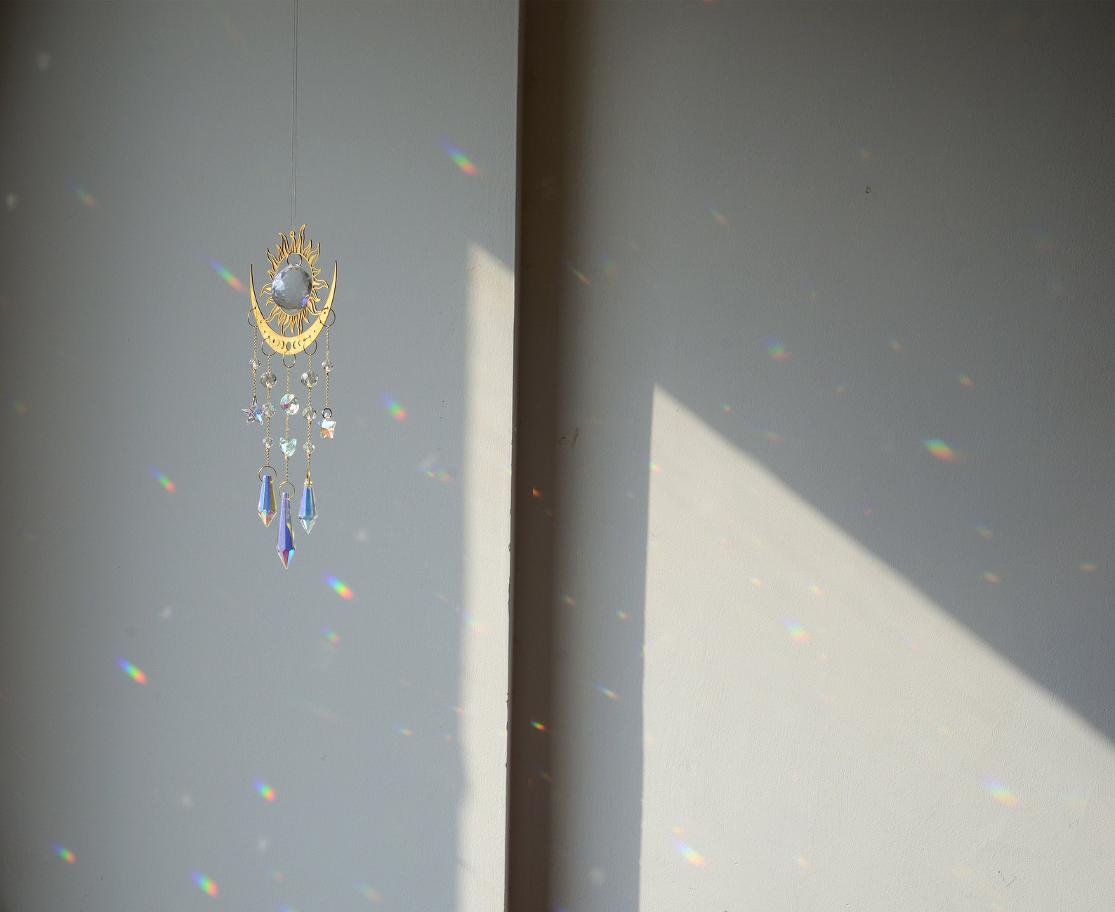 Moon Phases Suncatcher, Sun and Moon Sun Catcher, Aurora Gemstone ...