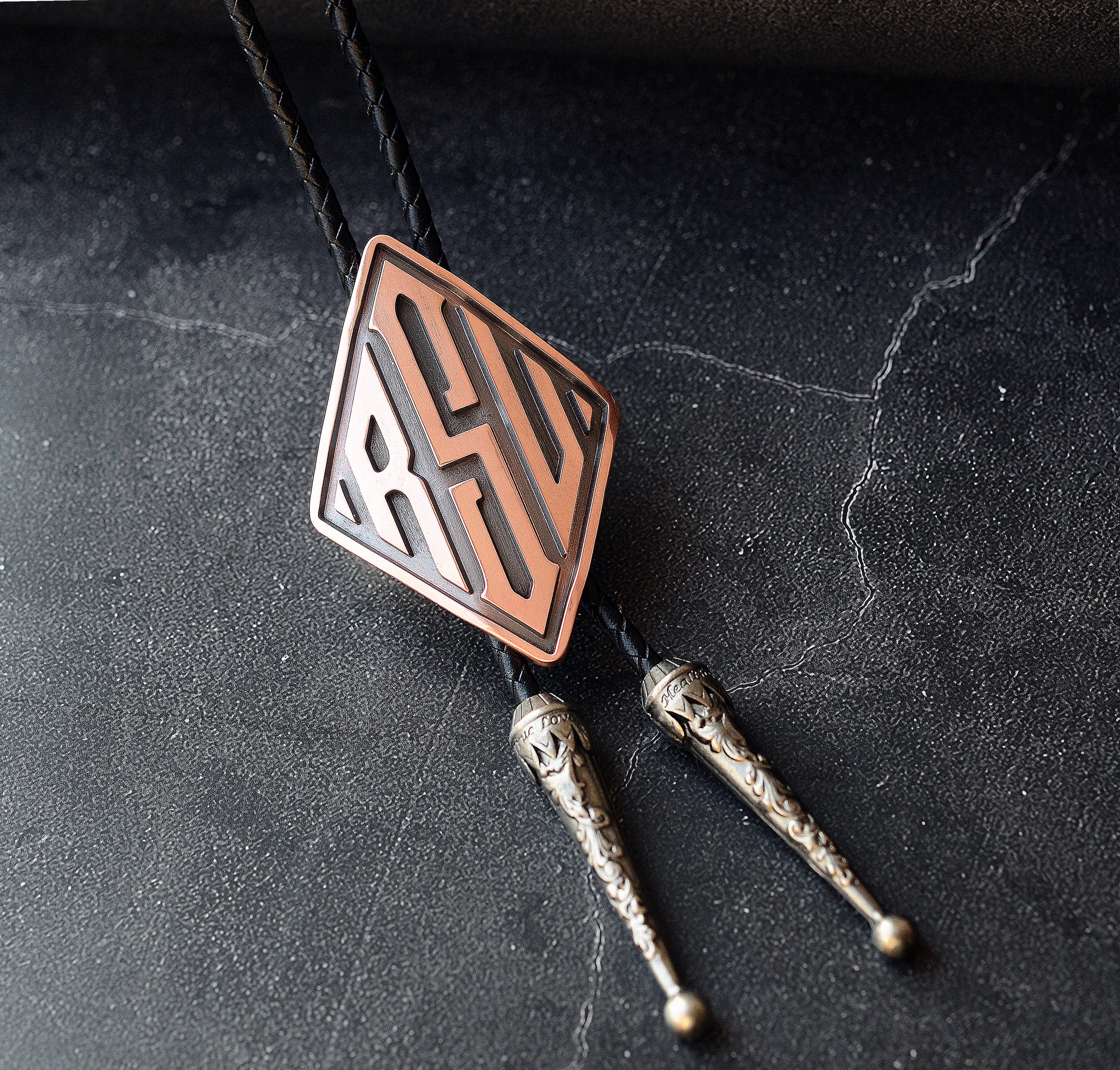 Custom Diamond Bolo Tie, Leather Cord Cowboy Necktie - Etsy