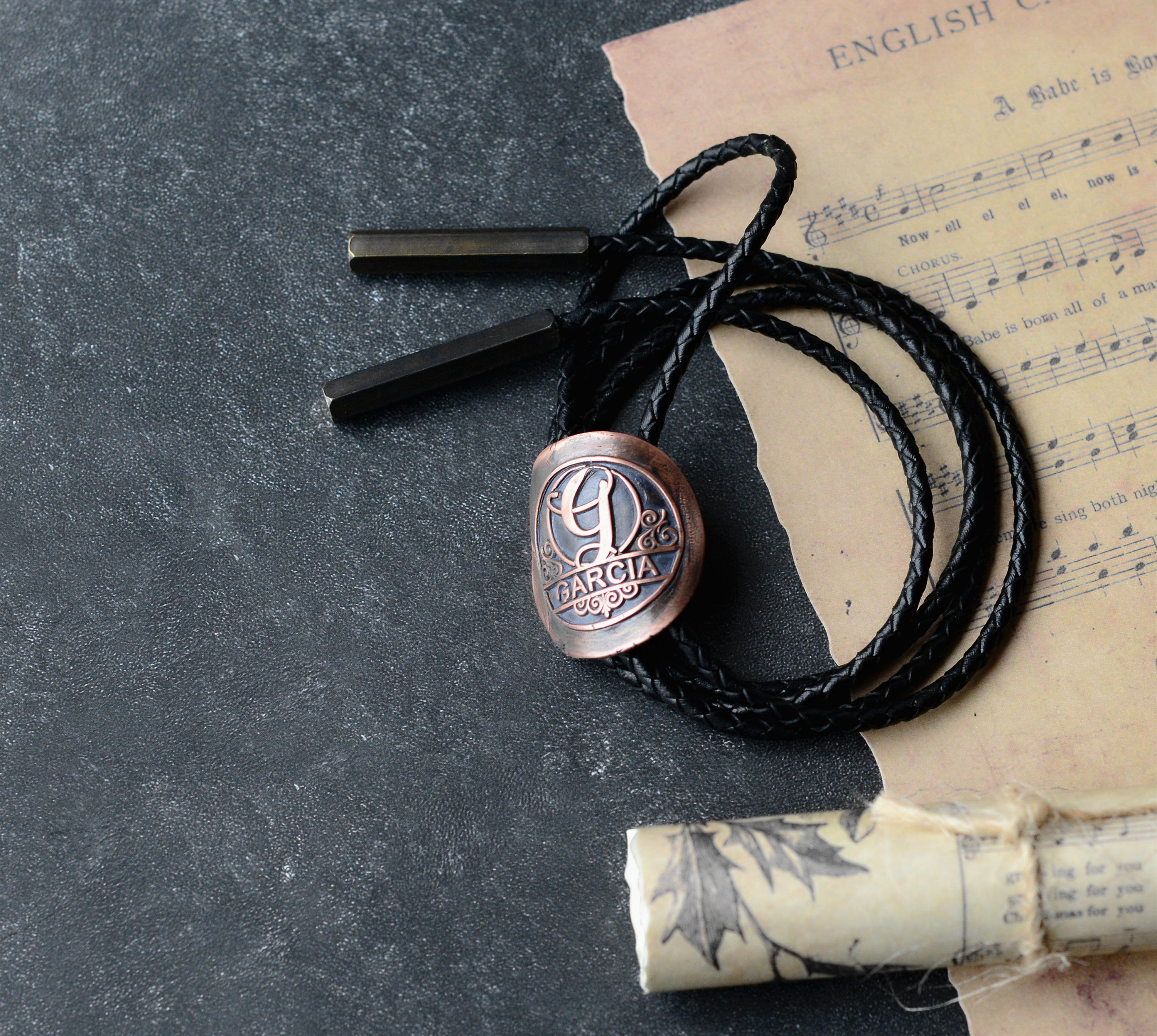 Black Bolo Tie, Personalize Split Monogram Necklace,custom Necklace ...