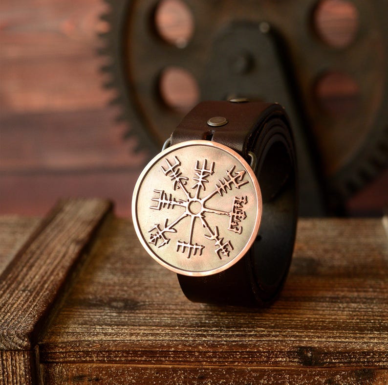 Custom Viking Compass Belt Buckle, Norse Vegvisir Belt Buckle, Viking ...