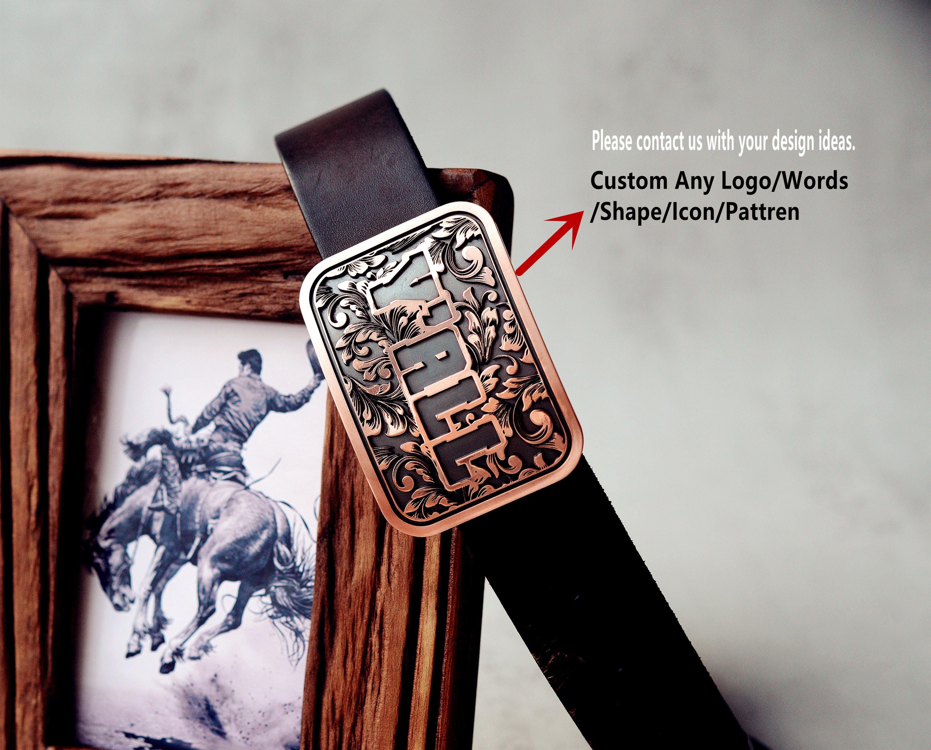 Custom Western Belt Buckles Men Women, Initial Cowboy Rodeo Floral Belt ...