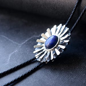 CUSTOM Lapis Lazuli Bolo Ties, Silver Black Brown Vegan Leather Western ...