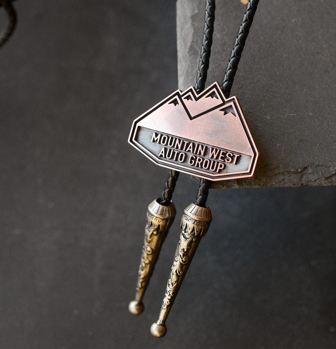 Custom Corporate Logos Bolo Tie, Mountain Bolo Tie, Company Logo Bolo ...