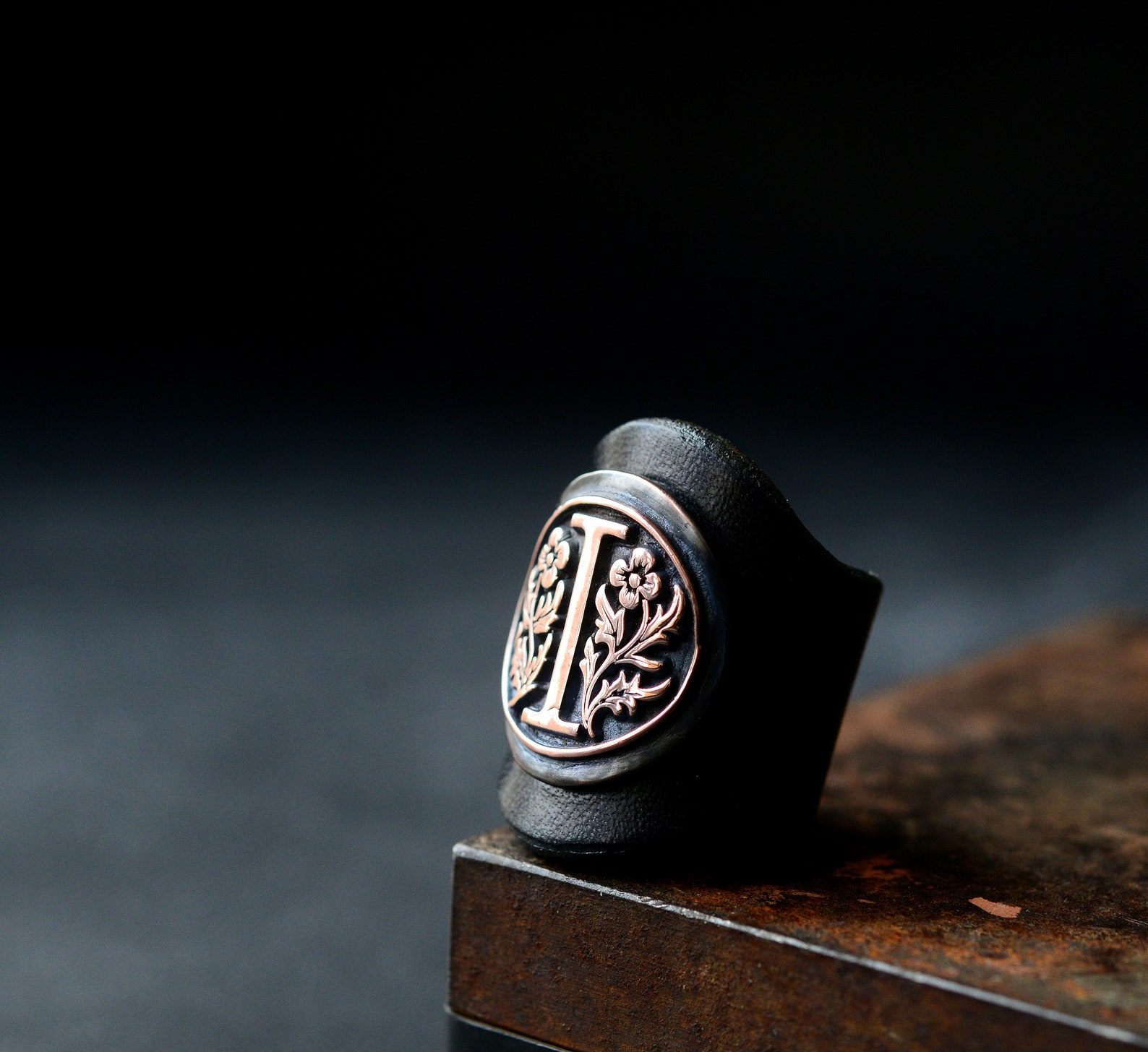 Handmade Leather Scarf Ring, Copper Engraving Scarf Clasp, Western ...