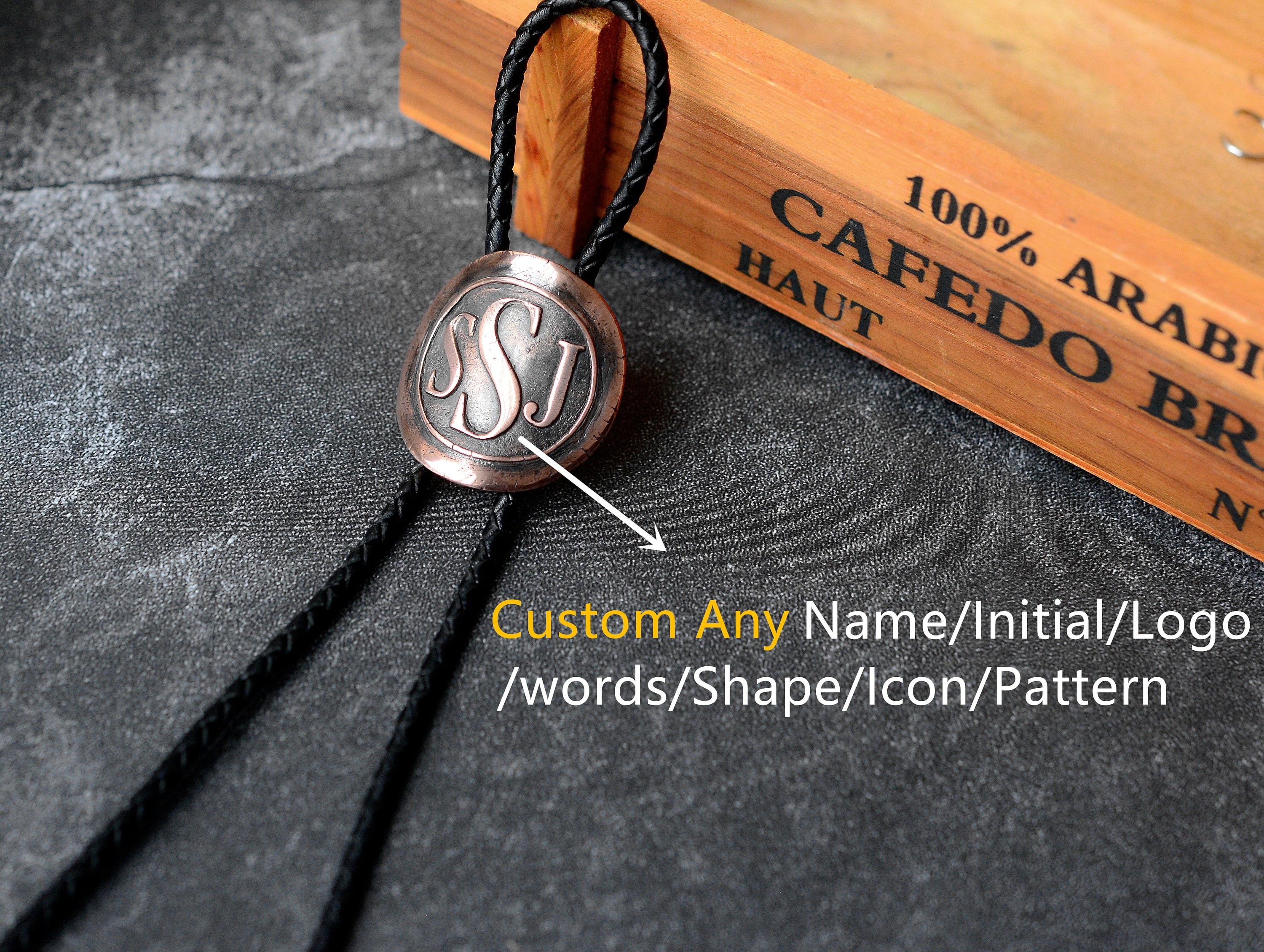 Custom Wedding Bolo Tie, Custom Any Initial/logo/words/shape/icon ...