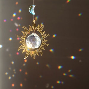 Galactic Cosmic Moon Sun Catcher, Crystal Suncatcher, Crystal Rainbow ...