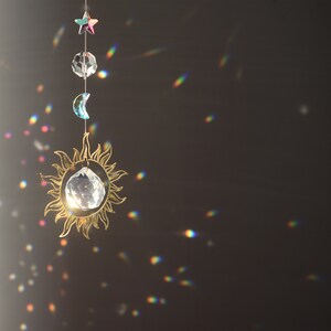 Galactic Cosmic Moon Sun Catcher, Crystal Suncatcher, Crystal Rainbow ...