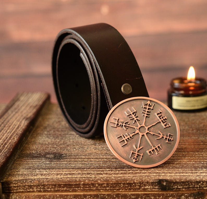 Custom Viking Compass Belt Buckle, Norse Vegvisir Belt Buckle, Viking ...