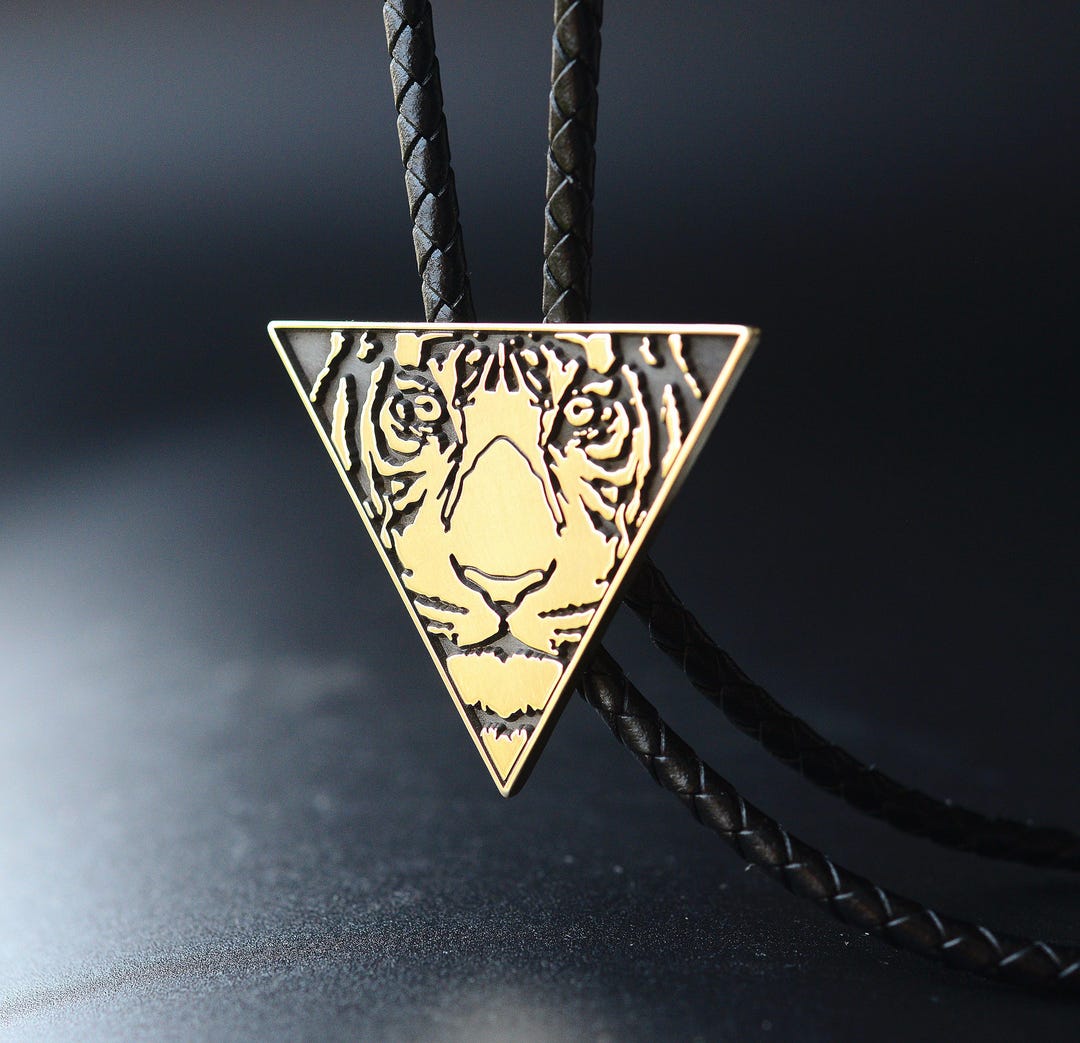 Tiger Head Bolo Tie, Triangle Bolo Tie, Triangle Tiger Pendant ...