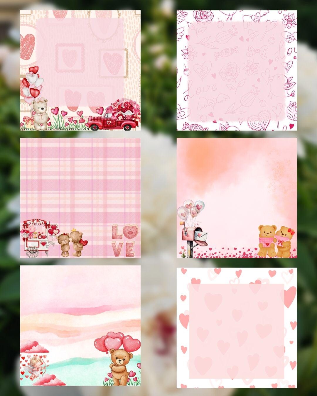Memo Pad Printable, Valentines Theme, Bear, 6 Designs, Ready to Print ...