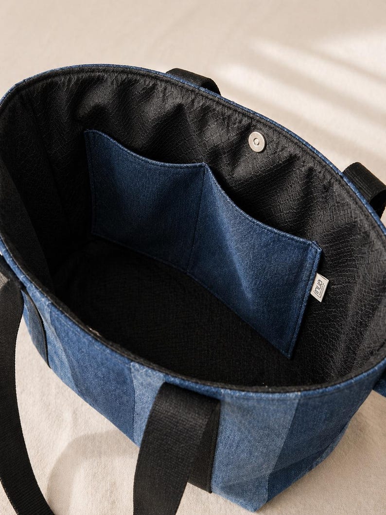 Denim Tote, Shoulder Bag, Recycled Jeans, Handmade, Work Tote for Women ...