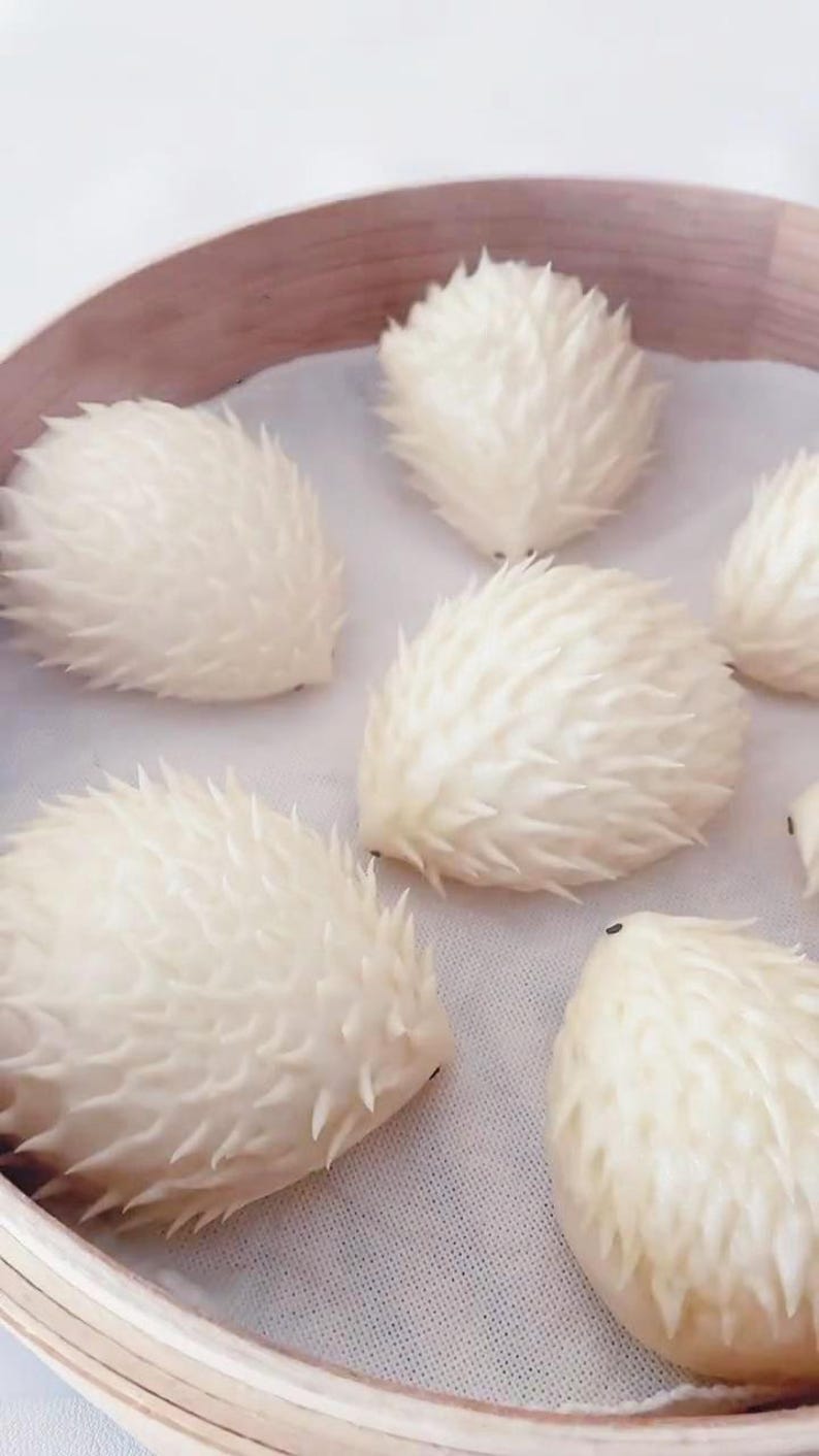 Hedgehog Buns With Red Bean Paste | Soft Fluffy Steamed Dessert - Etsy