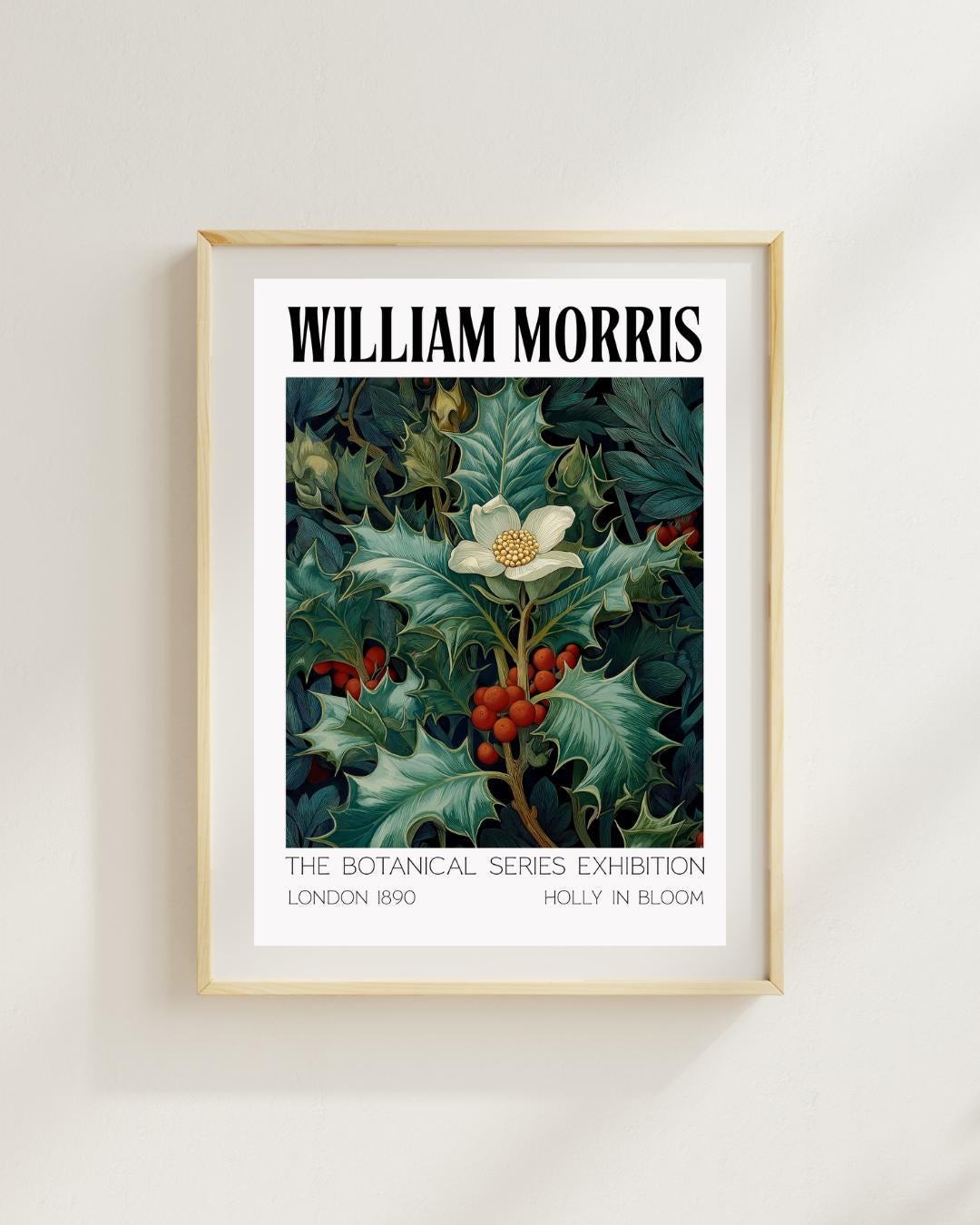 William Morris Holly Poster - Flower Wall Art - December Birth Month ...