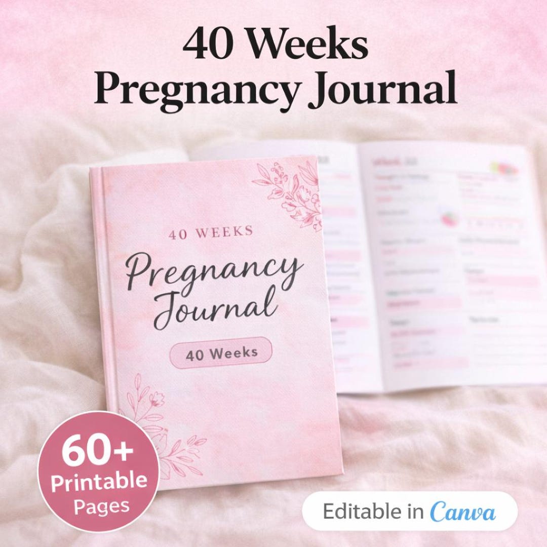 40 Weeks Pregnancy Journal | Printable Planner, Baby Tracker (digital ...