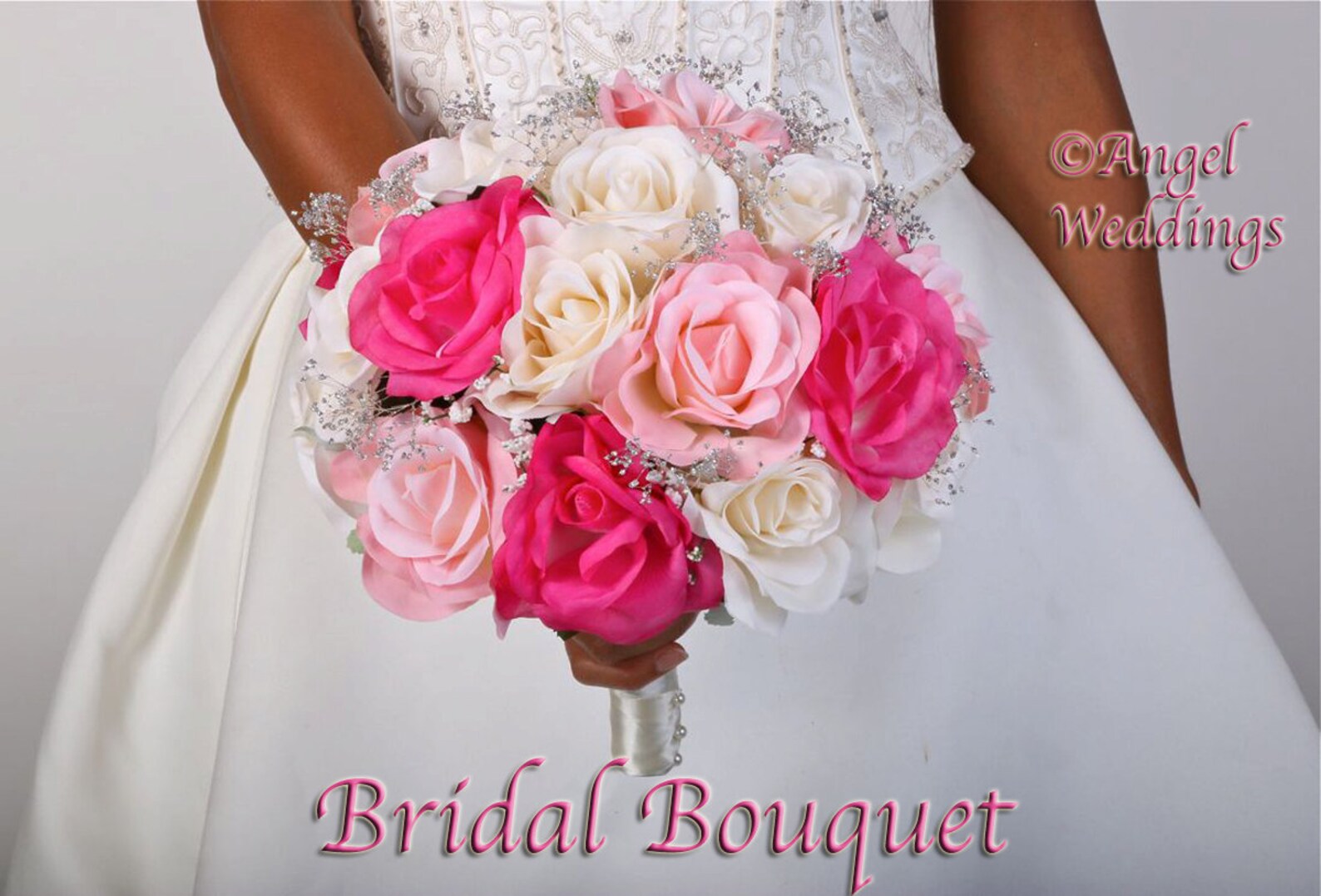 ABELLA PINK FUSCHIA Wedding Bouquet Package Bridal Bridesmaid Groom ...