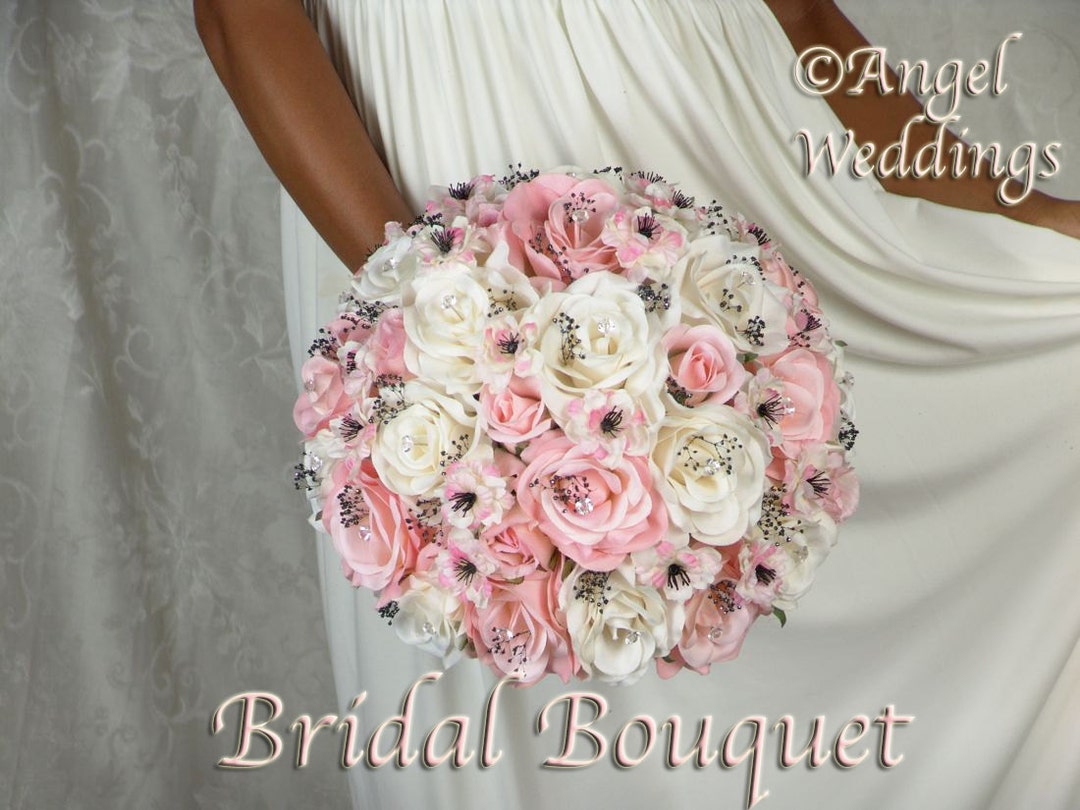 Love CHERRY BLOSSOM Bride Bridal Groom Wedding Bouquets Bouquet Silk ...