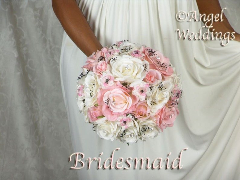 Love CHERRY BLOSSOM Bride Bridal Groom Wedding Bouquets Bouquet Silk ...