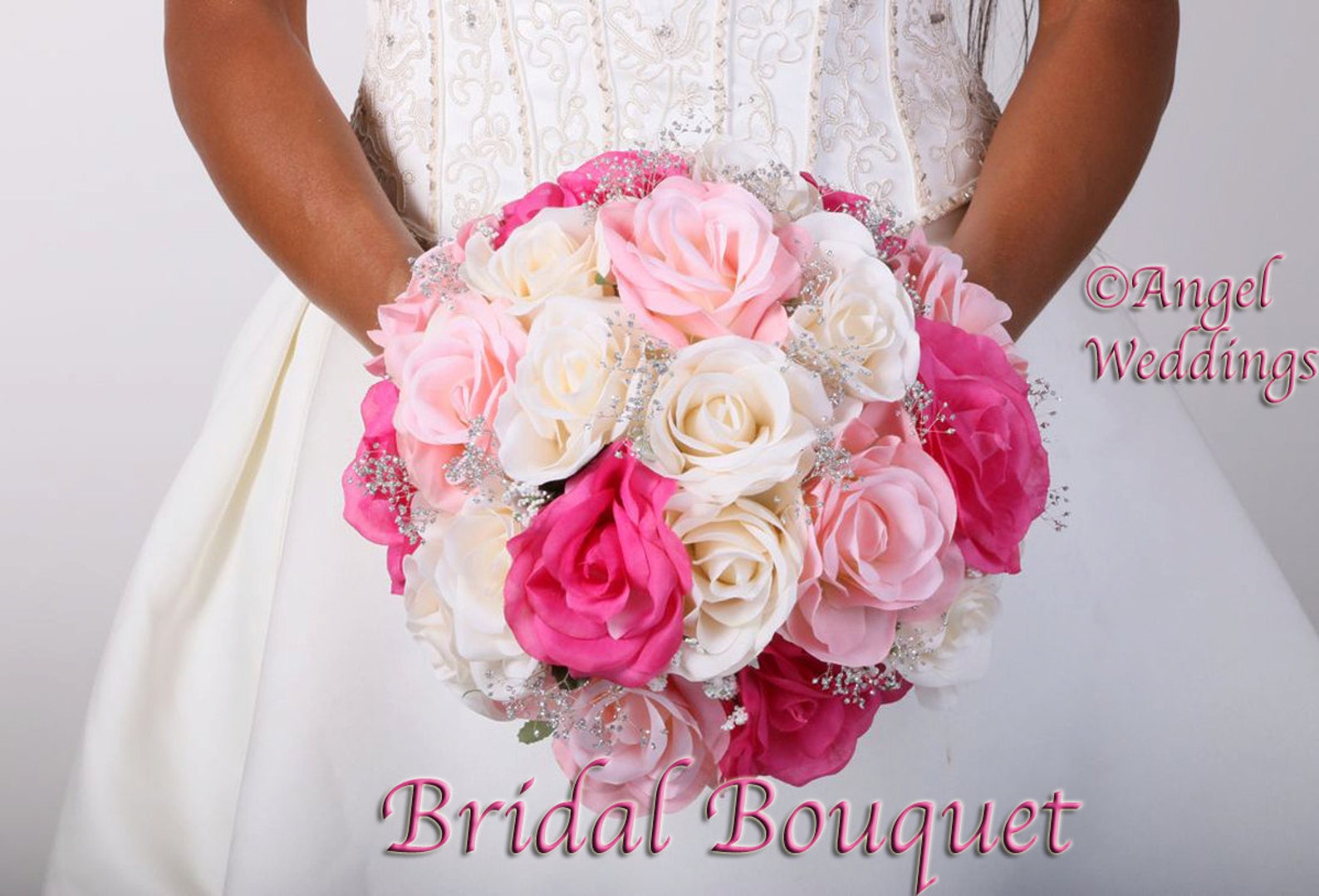 ABELLA PINK FUSCHIA Wedding Bouquet Package Bridal Bridesmaid Groom ...