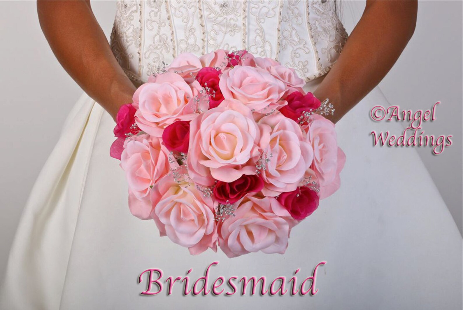 ABELLA PINK FUSCHIA Wedding Bouquet Package Bridal Bridesmaid Groom ...